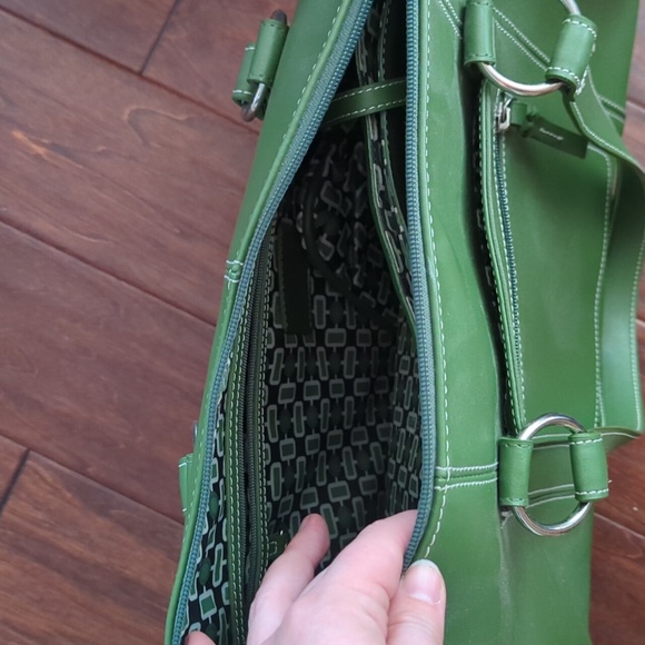 Bags | Green Leather Laptop Bag | Poshmark